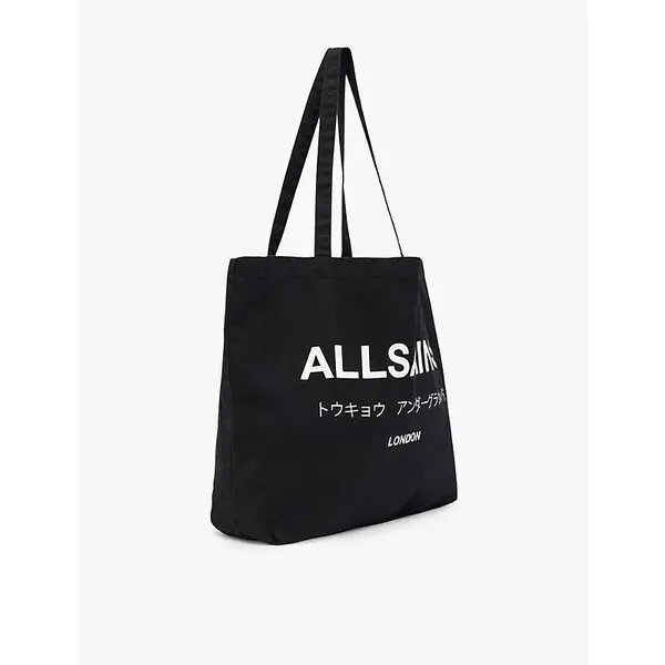 ALLSAINTS Logo-print Cotton Tote Bag - Black/chalk