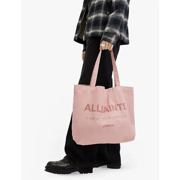 ALLSAINTS Logo-print Cotton Tote Bag - Bramble Pink