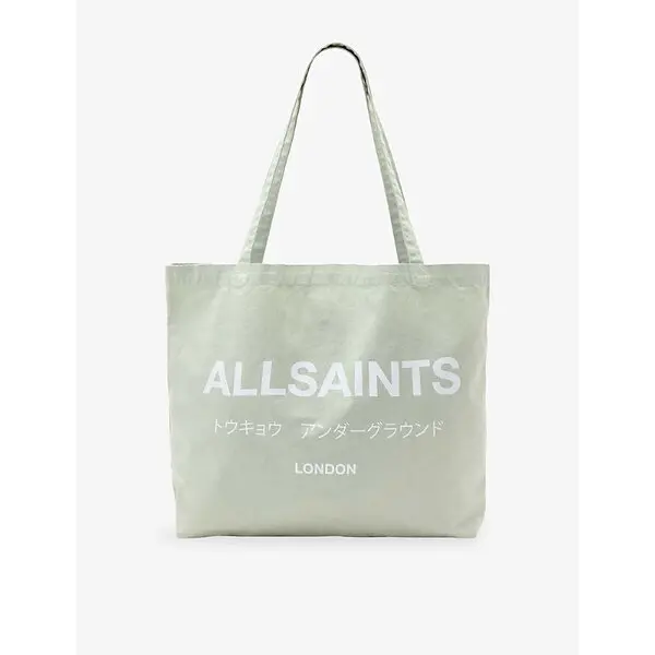 ALLSAINTS Logo-print Cotton Tote Bag - Powdered Green
