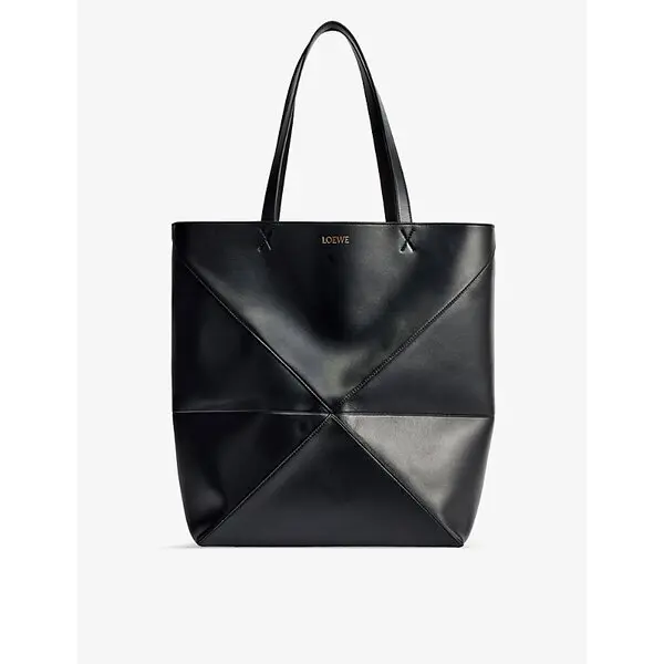 Loewe Large Puzzle Fold Leather Tote Bag - Black