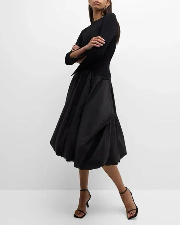 Simkhai Kenlie Mixed Media Midi Dress - Black