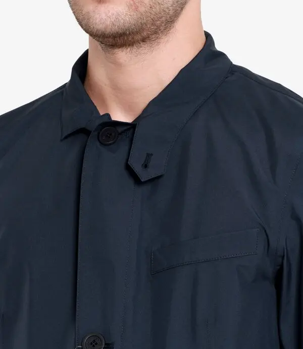 Herno High Collar Button Closure Jacket - Blue