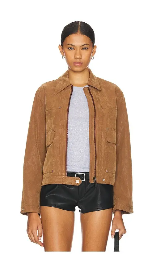 Free People We The Free Blair Faux Suede Jacket - Caramel Cafe