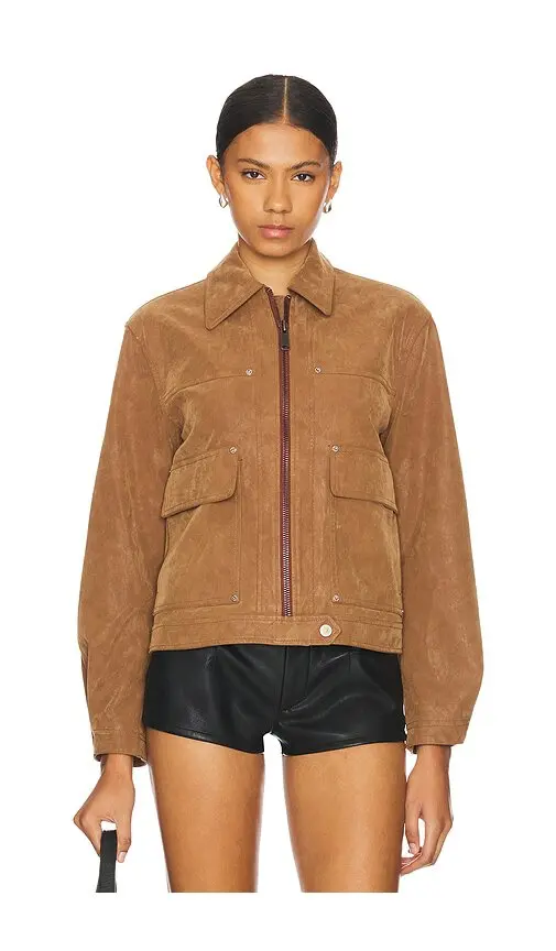 Free People We The Free Blair Faux Suede Jacket - Caramel Cafe