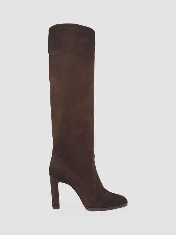 Santoni 90mm Suede Half-zip Boots - Brown