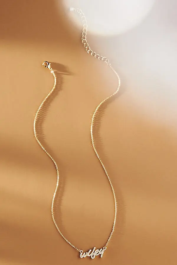 Anthropologie Wifey Necklace - Gold