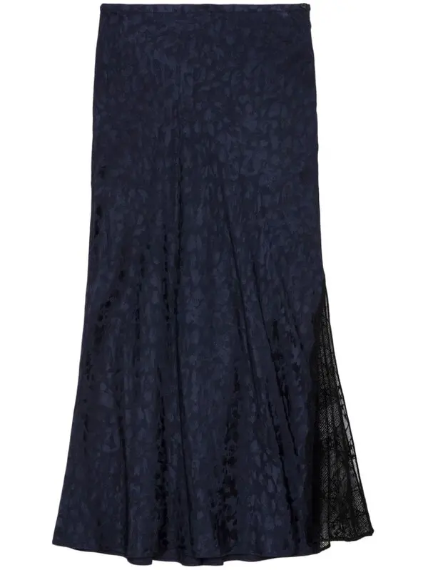 Zadig&Voltaire Jayla Leopard Print Silk Skirt - Blue