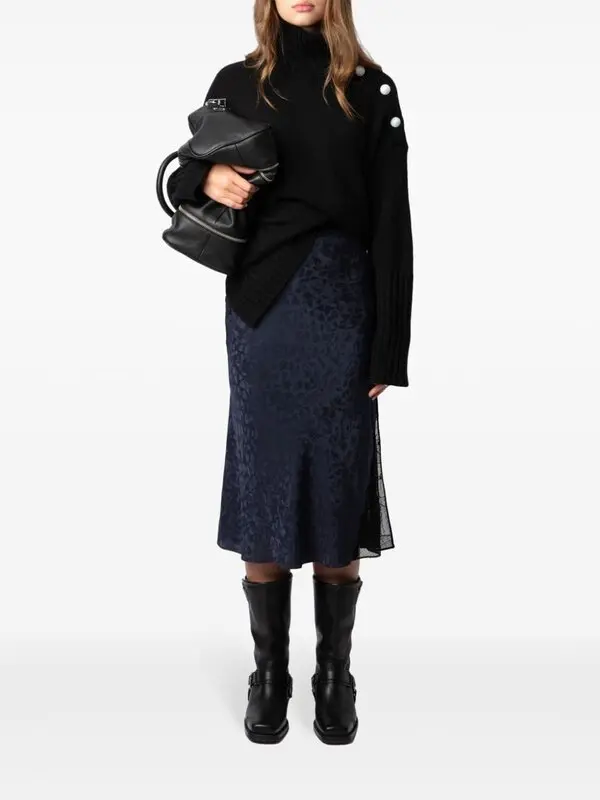 Zadig&Voltaire Jayla Leopard Print Silk Skirt - Blue