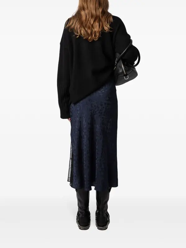 Zadig&Voltaire Jayla Leopard Print Silk Skirt - Blue