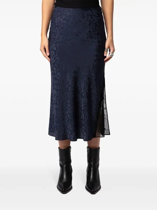 Zadig&Voltaire Jayla Leopard Print Silk Skirt - Blue