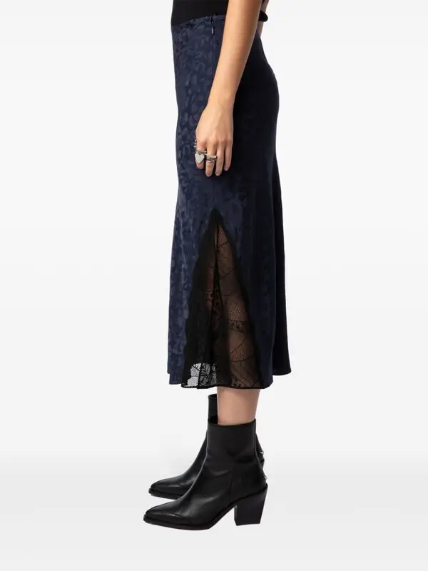Zadig&Voltaire Jayla Leopard Print Silk Skirt - Blue