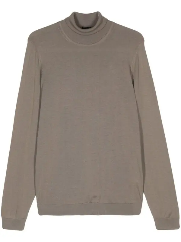 BOSS Virgin Wool Roll-neck Sweater - Brown