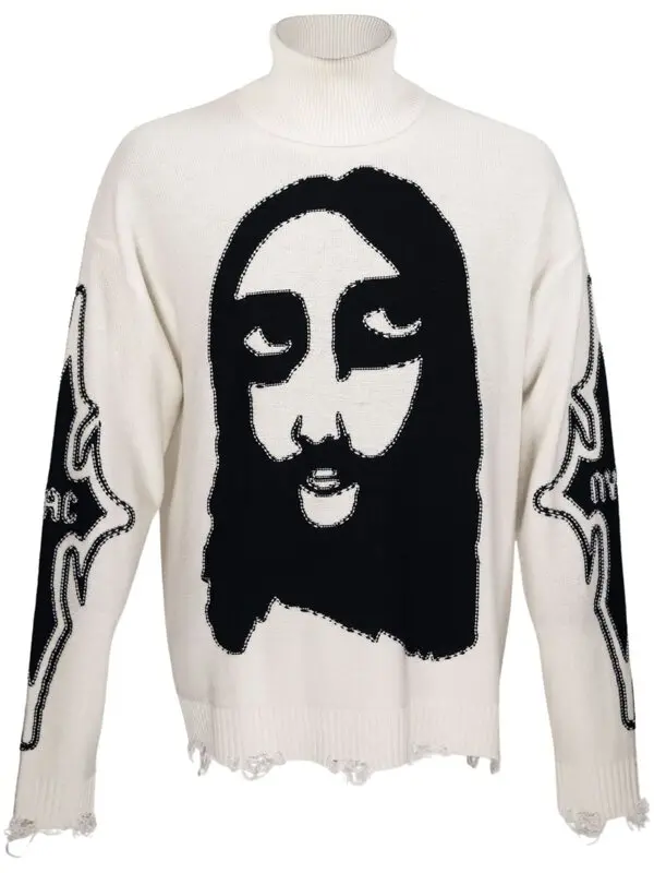 HACULLA. Praising Face-motif Jumper - White