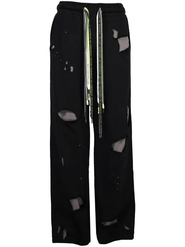 MOSTLY HEARD RARELY SEEN Ripped-up Cotton Sweatpants - Black