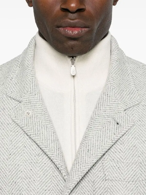 Brunello Cucinelli Cashmere Zip Sweater - White