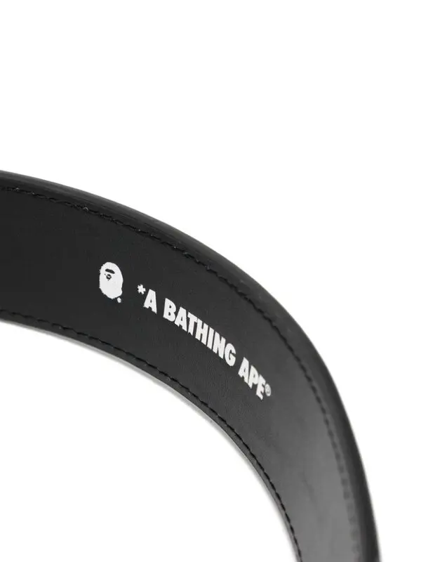 A BATHING APE Logo-print Leather Belt - Black