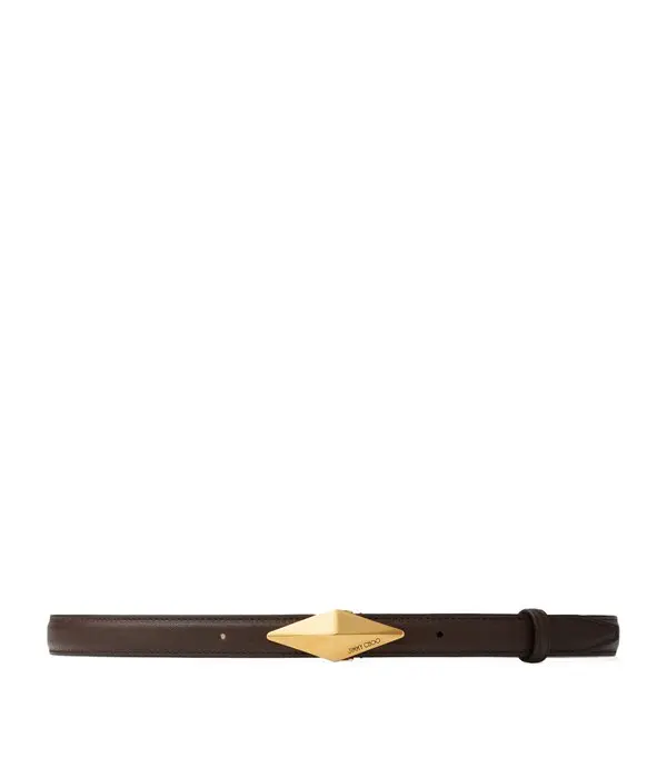 JIMMY CHOO Leather Diamond Clasp Belt - Brown