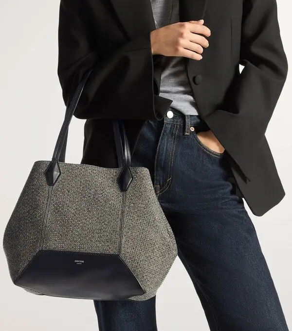 JIMMY CHOO Diamond Medium Herringbone Tote Bag