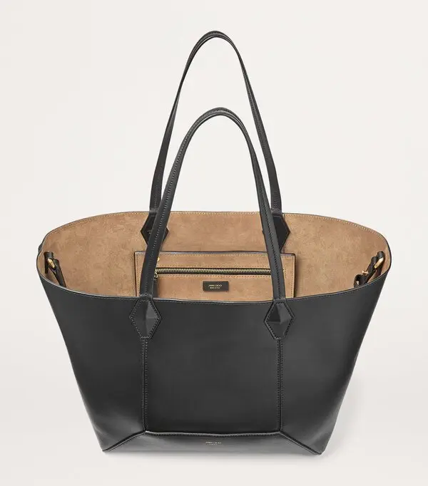 JIMMY CHOO Diamond Medium Leather Tote Bag - Black