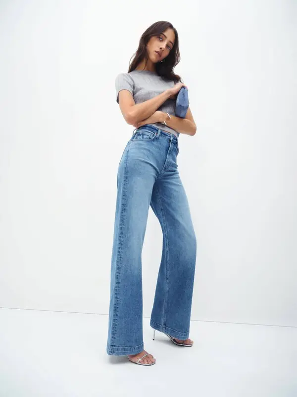 REFORMATION Bex Super Stretch High Rise Wide Leg Jeans - Blue