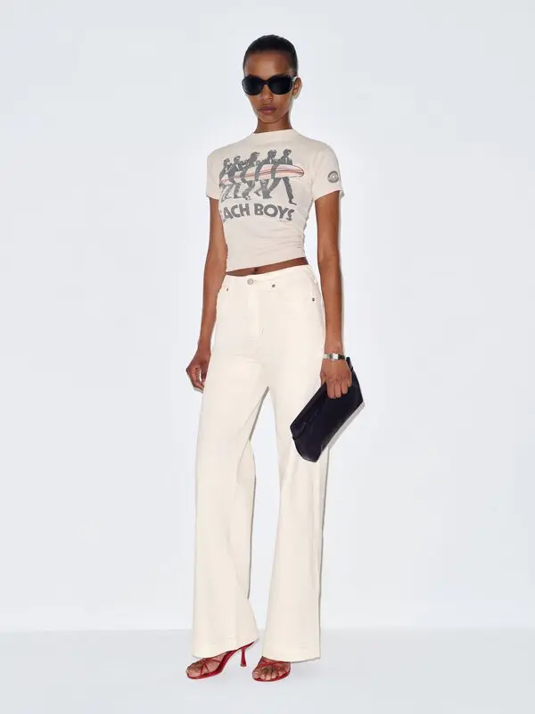 REFORMATION Bex Super Stretch High Rise Wide Leg Jeans - Ivory