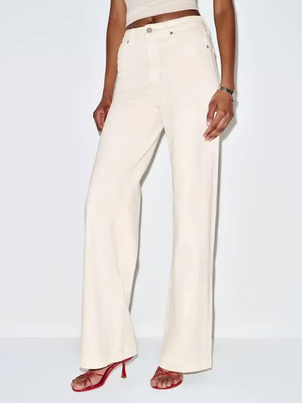 REFORMATION Bex Super Stretch High Rise Wide Leg Jeans - Ivory