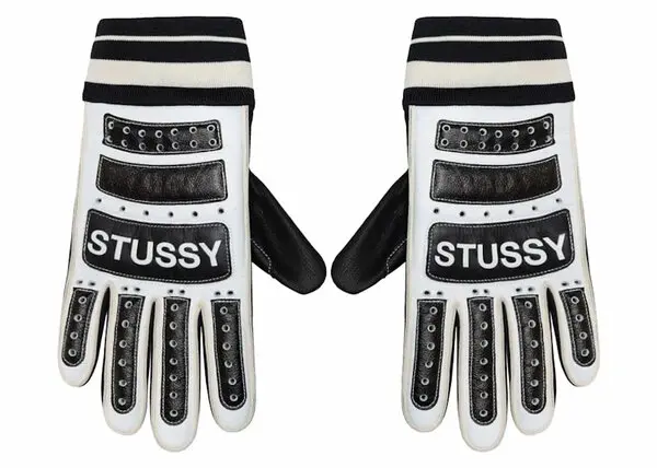 StÜssy Leather Bike Gloves - Black/white