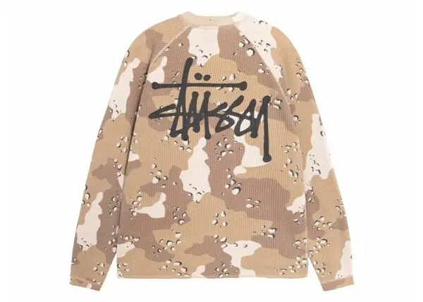 StÜssy Raglan Thermal Long Sleeve Crew - Desert Camo
