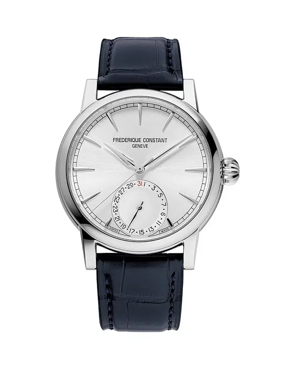 FREDERIQUE CONSTANT Classic Date Manufacture Strap Watch - Silver/blue