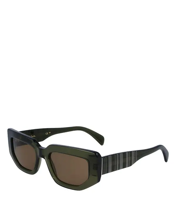 Paul Smith Kennet Geometric Sunglasses, 54mm - Green/brown Solid