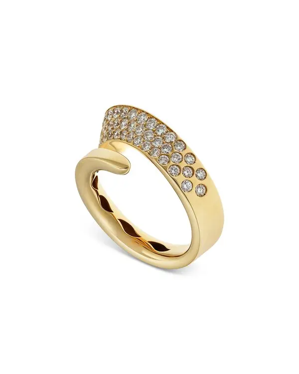 CRIVELLI 18k Yellow Diamond Pave Bypass Ring