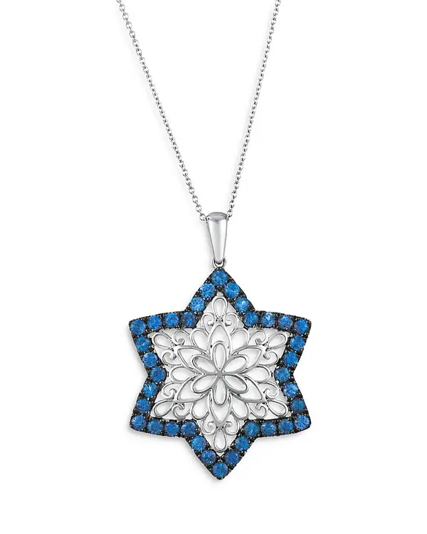 Bloomingdale'S Sapphire Filigree Star Pendant Necklace - Blue/white