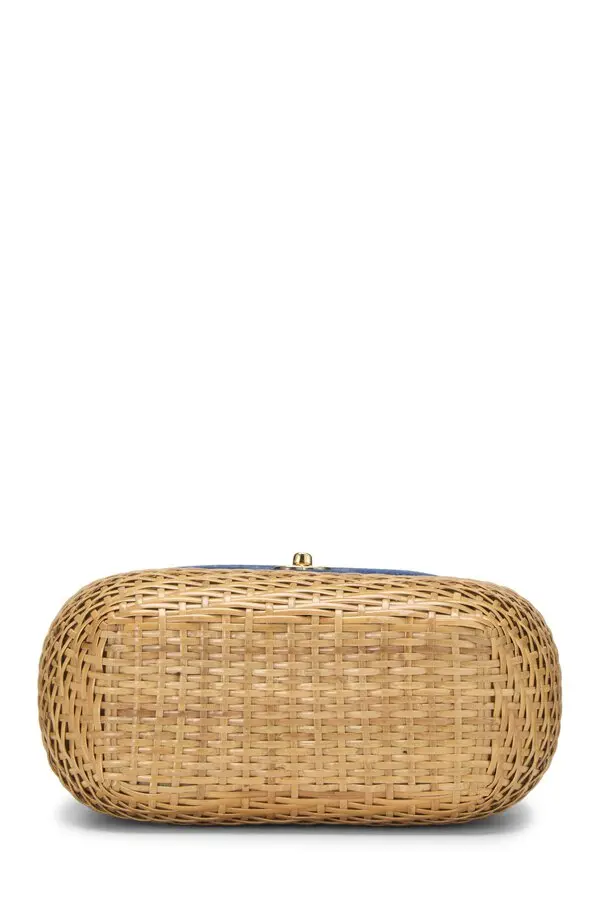 Chanel Wicker Basket Bag With Denim Flap