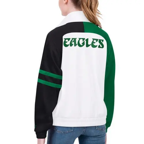 STARTER Philadelphia Eagles Curve Ball Raglan Full-zip Track Jacket