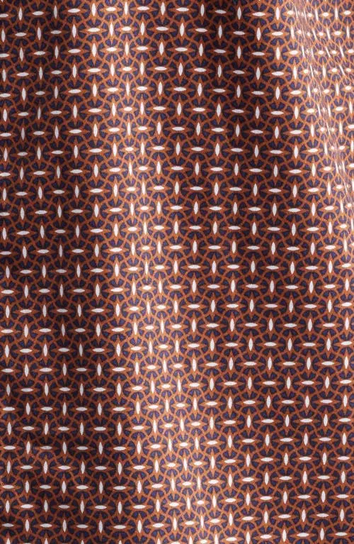 Johnston & Murphy Linked Ovals Print Button-up Shirt - Rust/navy