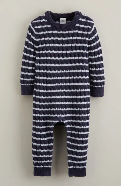 Nordstrom Cable Knit Striped Romper - Navy Peacoat - Blue Feather