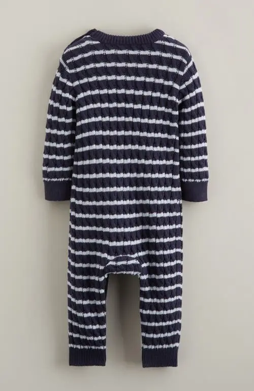 Nordstrom Cable Knit Striped Romper - Navy Peacoat - Blue Feather