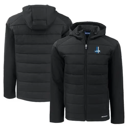 Cutter & Buck Detroit Lions Evoke Hybrid Eco Softshell Full-zip Hoodie Jacket - Black
