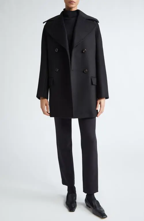 Max Mara Studio Kent Short Wool Pea Coat In Black - 50% Off