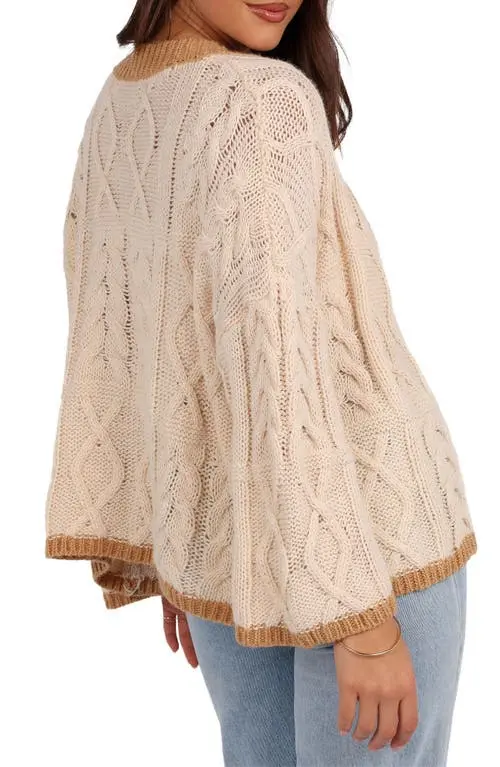 PETAL & PUP Zina Cable Contrast Trapeze Cardigan