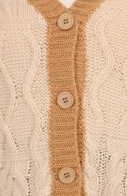 PETAL & PUP Zina Cable Contrast Trapeze Cardigan