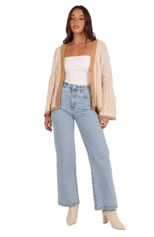 PETAL & PUP Zina Cable Contrast Trapeze Cardigan