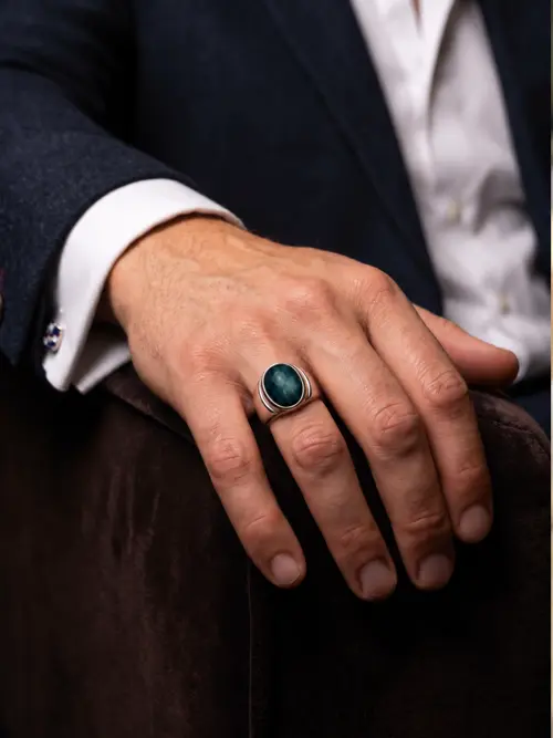LUVMYJEWELRY Dark Apatite Sterling Silver Signet Ring