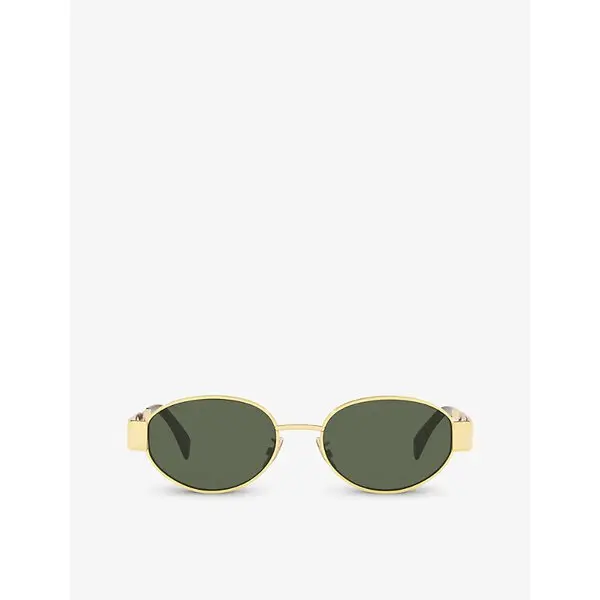 Celine Cl40235u Oval-frame Metal Sunglasses - Gold