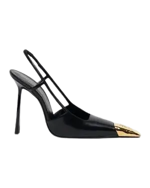 Saint Laurent Jeanne Leather Slingback Pumps - Black