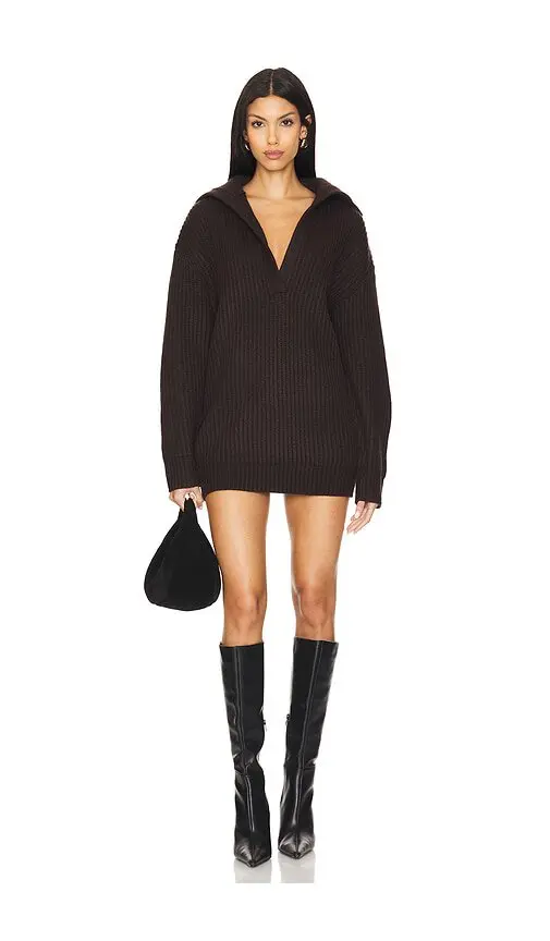 Seroya Shy Oversized Sweater Dress In Ash Brown - 40% Off | Editorialist