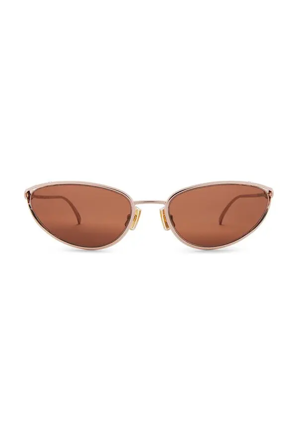 Bottega Veneta Narrow Cat Eye Sunglasses - Rose Gold & Warm Brown