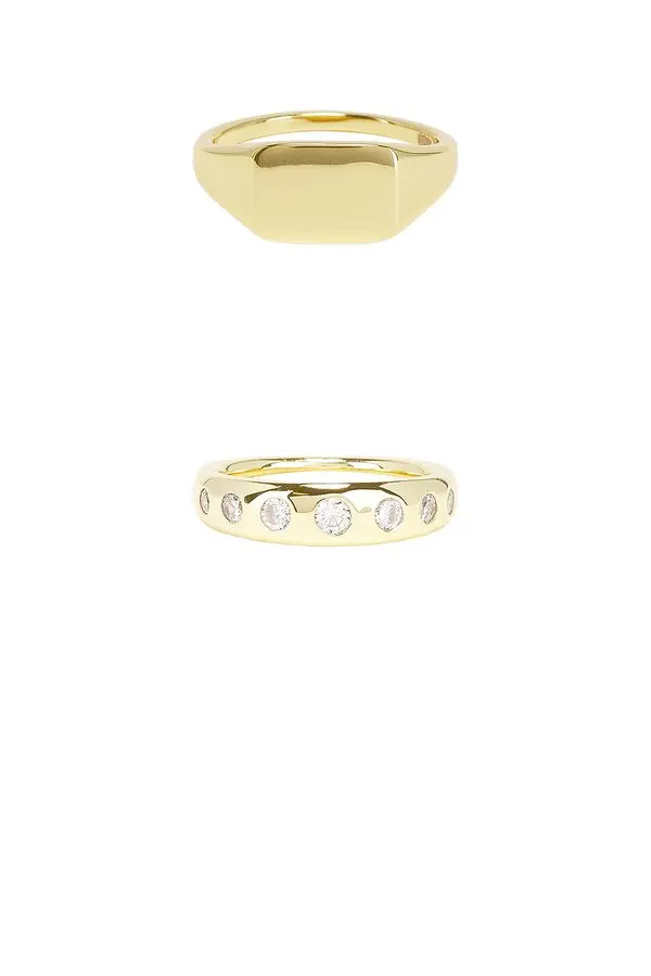 MEGA The Signet Pinky Stack In Metallic Gold - 14k Gold Plated