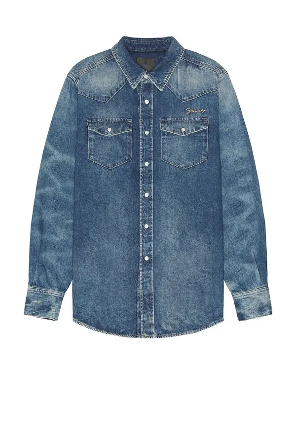 Givenchy American Denim Shirt In Denim-medium