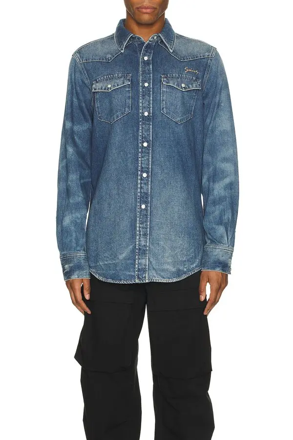 Givenchy American Denim Shirt In Denim-medium